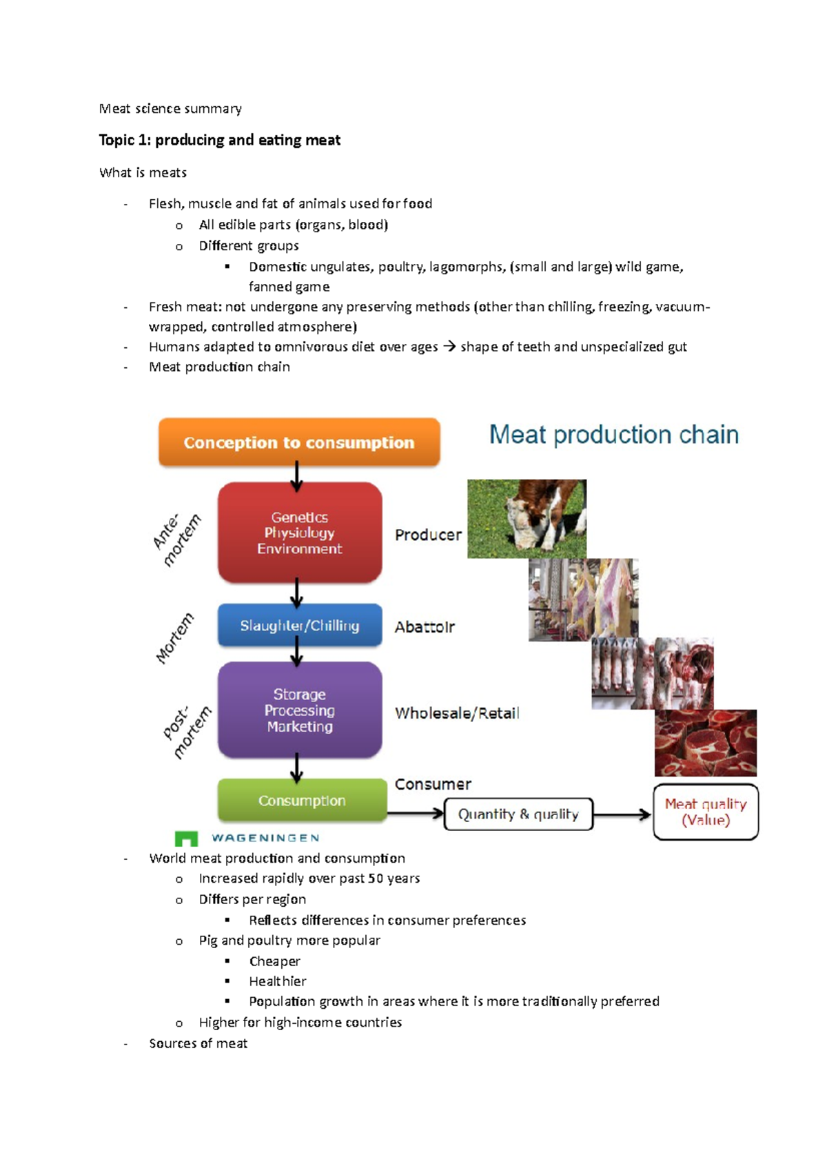 Meat Science Lecture Notes: Summary of Key Concepts and Findings ...