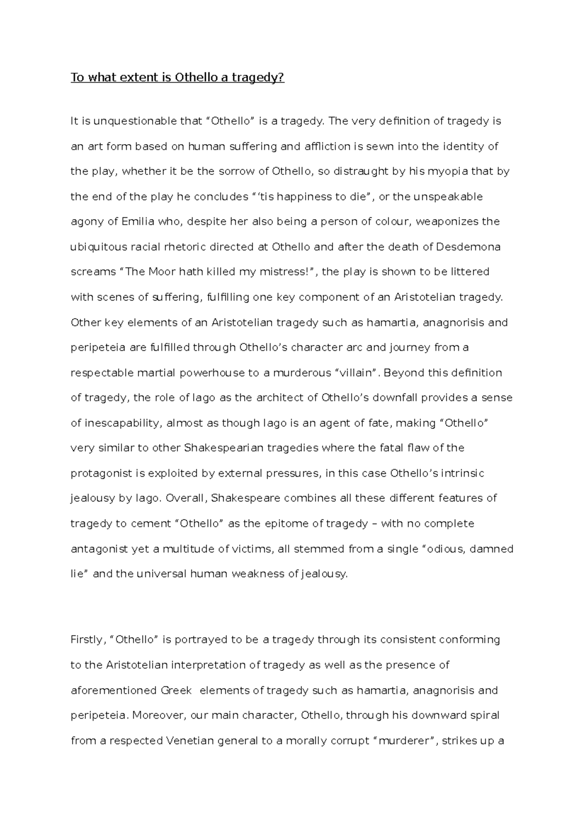 Othello Tragedy: A Deep Analysis of Shakespeare's Masterpiece Essay ...