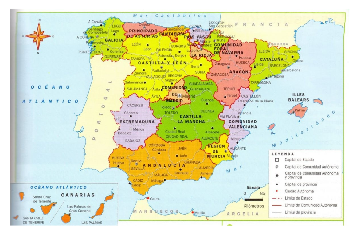 Mapa Político de España: Regiones y Comunidades Autónomas - Studocu