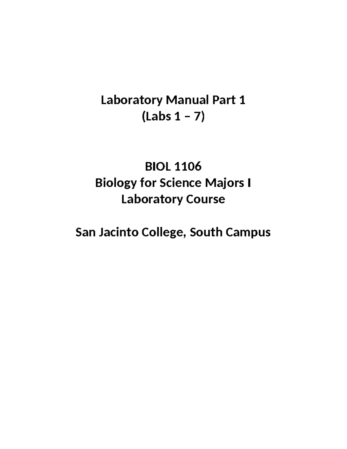 Bio 1 Lab Manual Part 1 (Labs 1-7) FA2024 - Essential Procedures and ...