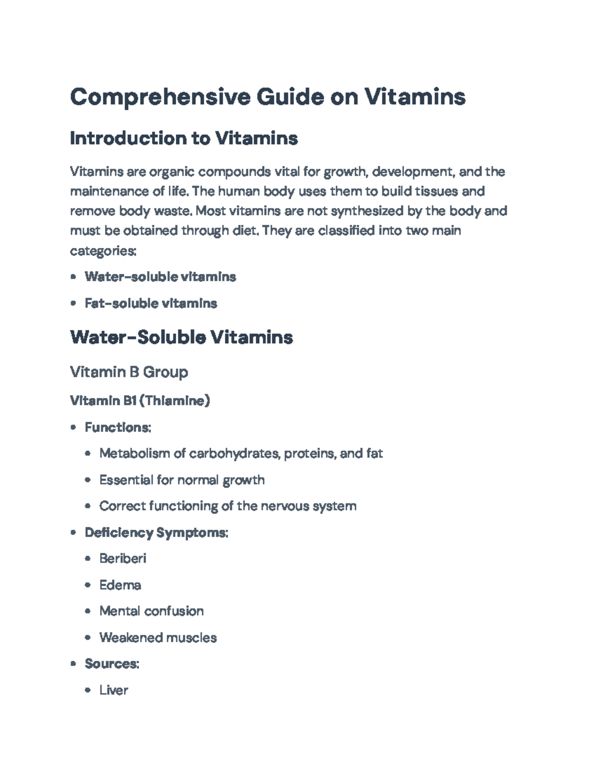Comprehensive Guide on Vitamins: Functions, Deficiencies, and Sources ...