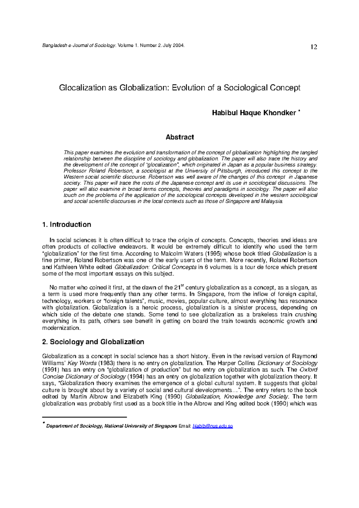 Glocalization as Globalization: A Sociological Perspective (SOC 101 ...