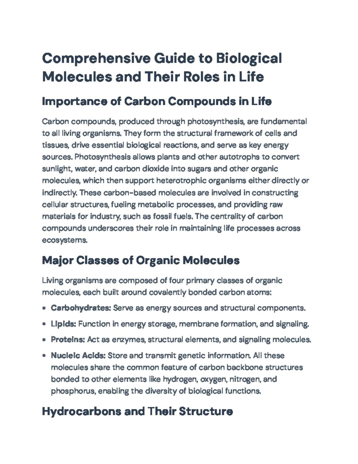 Comprehensive Guide to Biological Molecules: Roles & Importance in Life ...