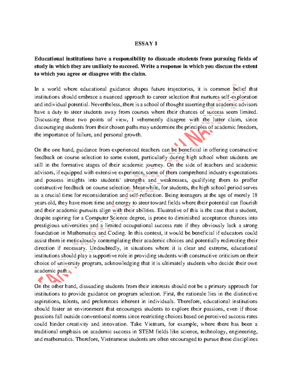ESSAY 1: The Role of Educational Institutions in Career Guidance ...
