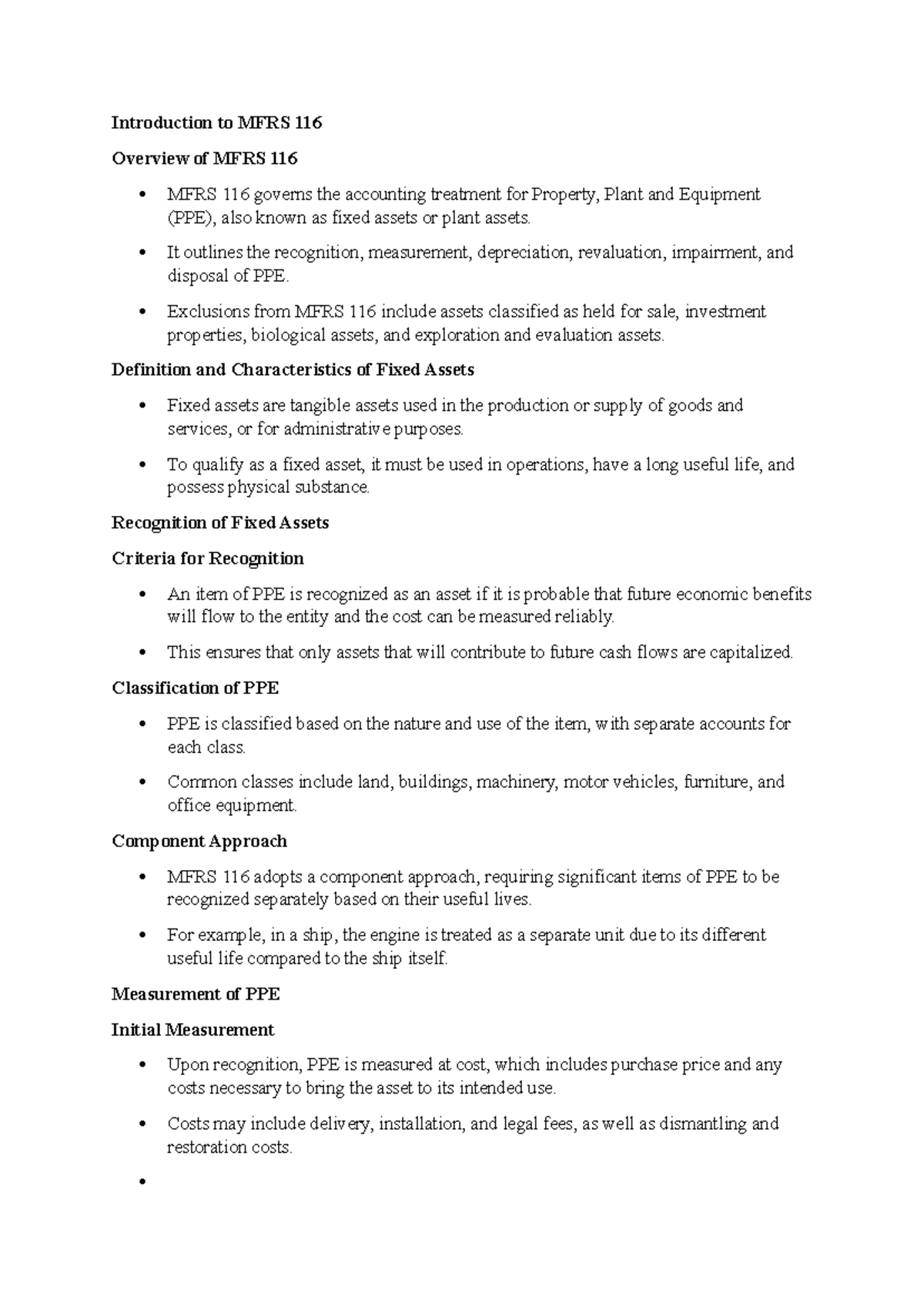 MFRS 116 - Comprehensive Guide to Property, Plant and Equipment - Studocu