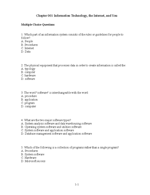Computer Science An Overview - Chapter 003 Basic Application Software Multiple Choice Questions ...