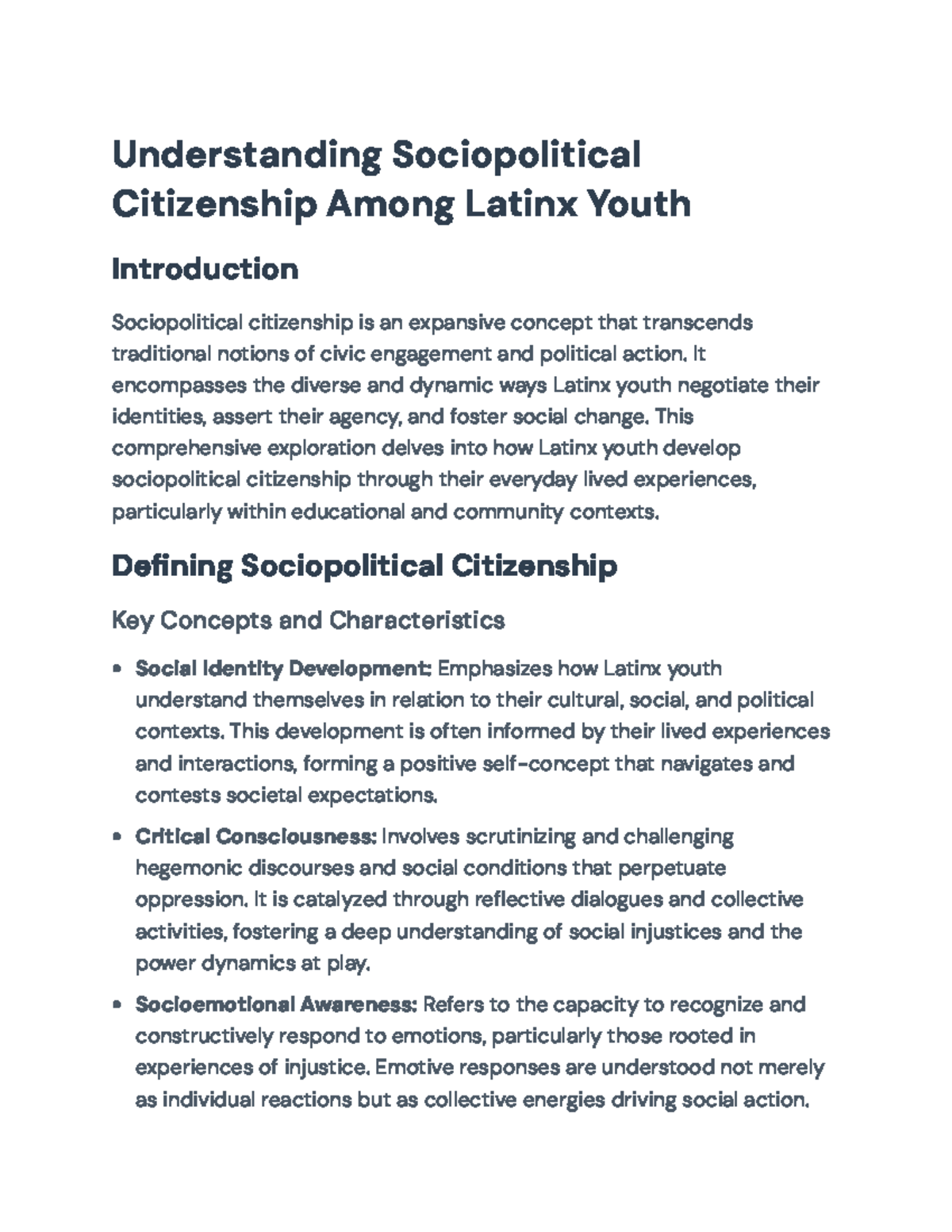 Sociopolitical Citizenship & Engagement Among Latinx Youth: Insights ...