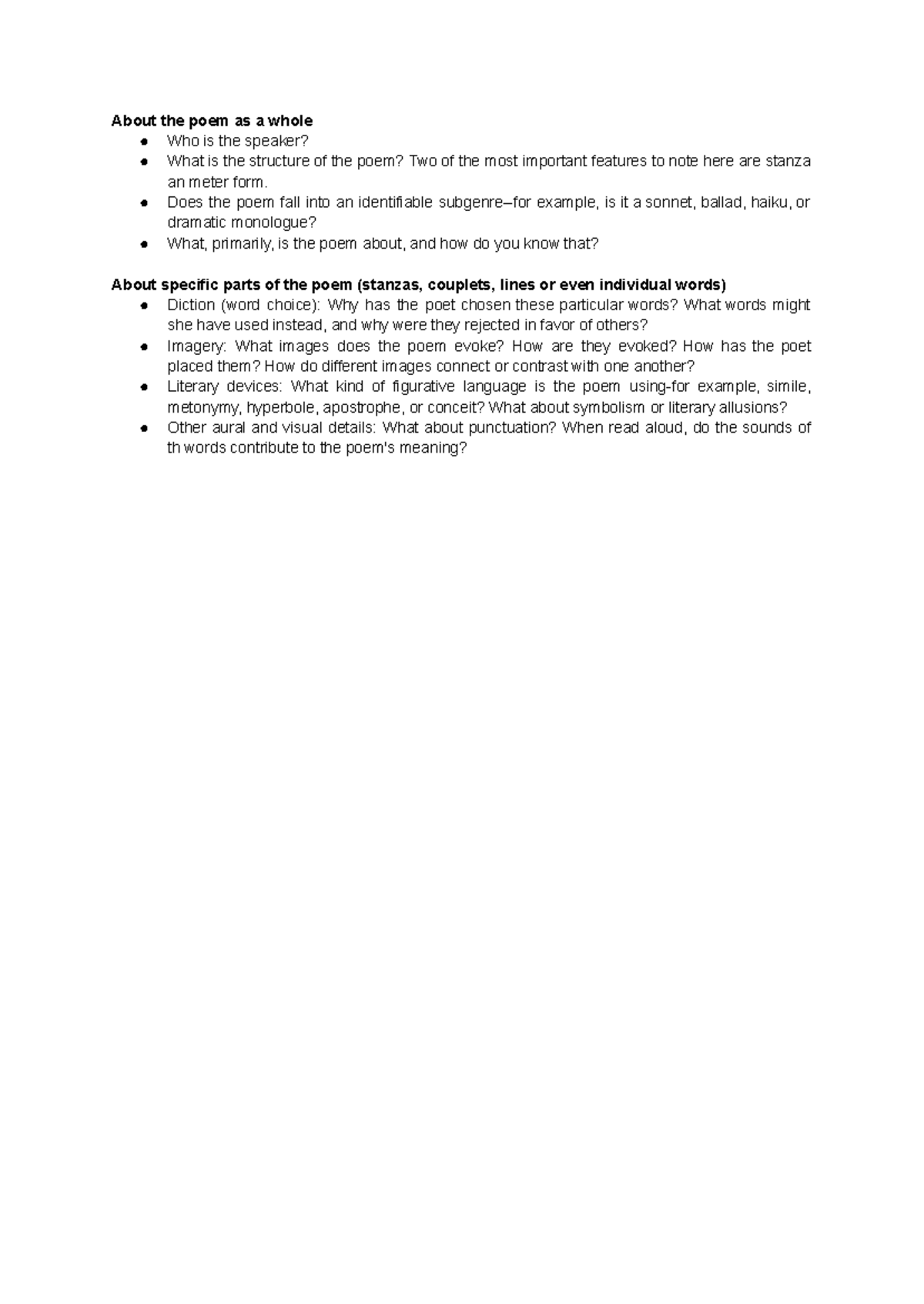 Poem Explication Guide: Analyzing Structure & Literary Devices - Studocu