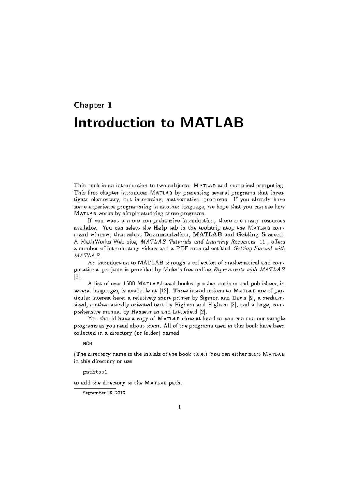 Chapter 1: Introduction to MATLAB - Basics and Applications - Studeersnel