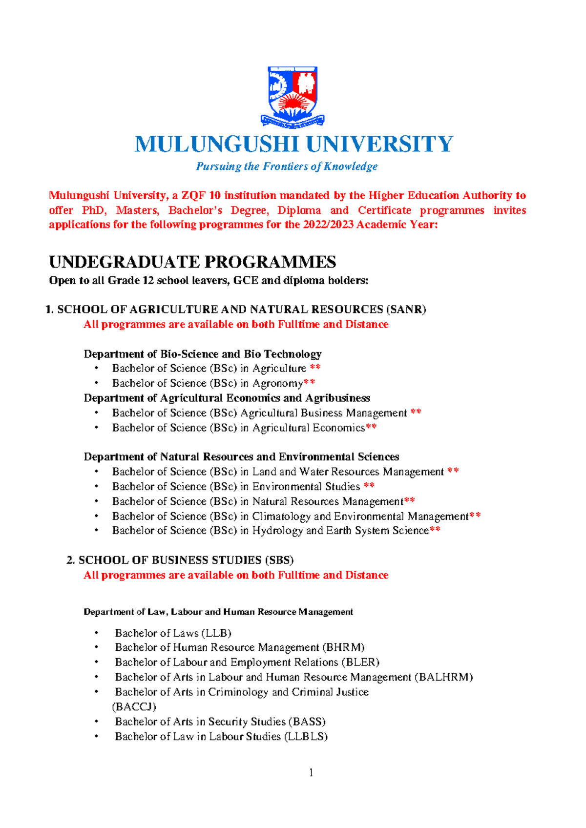 MU Undergraduate and Postgraduate Programmes 2022-2023 Overview - Studocu