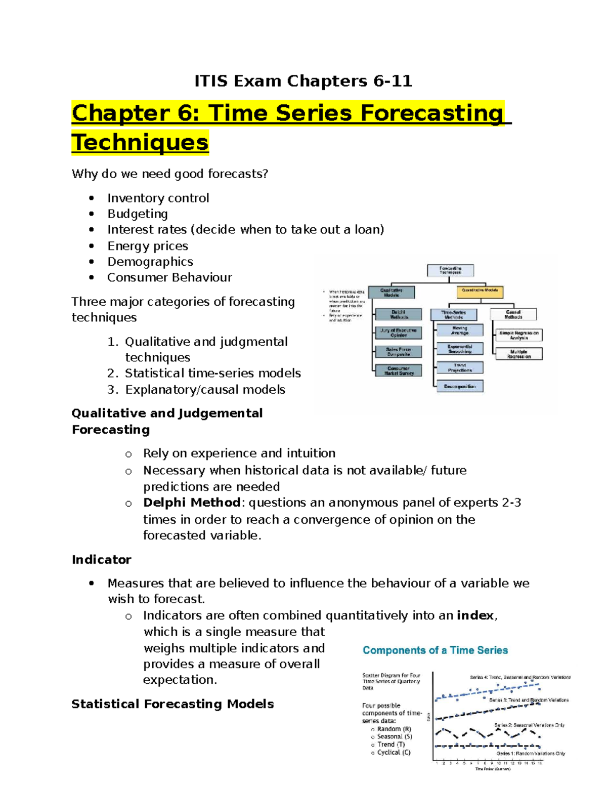 ITIS Exam - Lecture notes for ITIS exam - ITIS Exam Chapters 6- Chapter ...