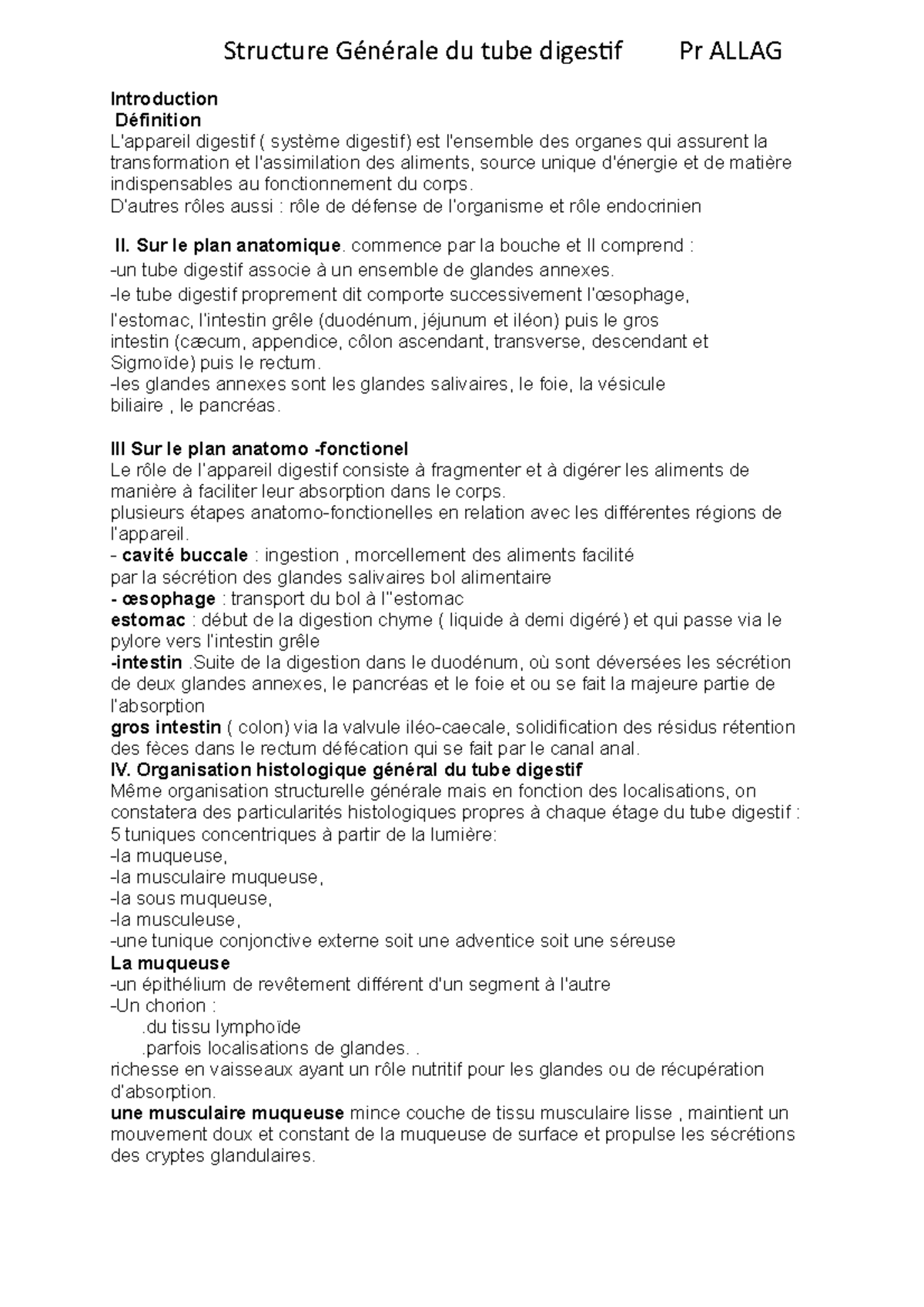 Appareil-digestif - Cours - Structure Générale du tube digestif Pr ...
