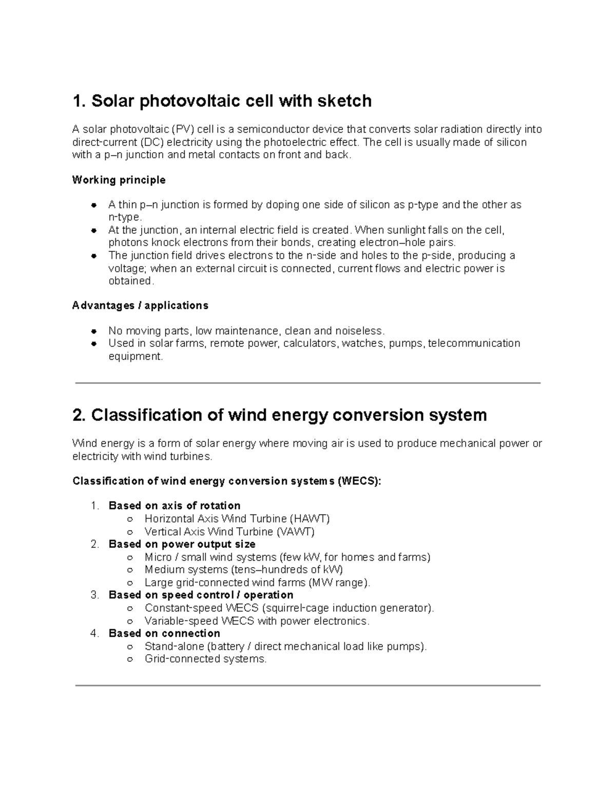Solar Energy Systems: PV Cells, Wind Turbines & Photosynthesis Notes ...