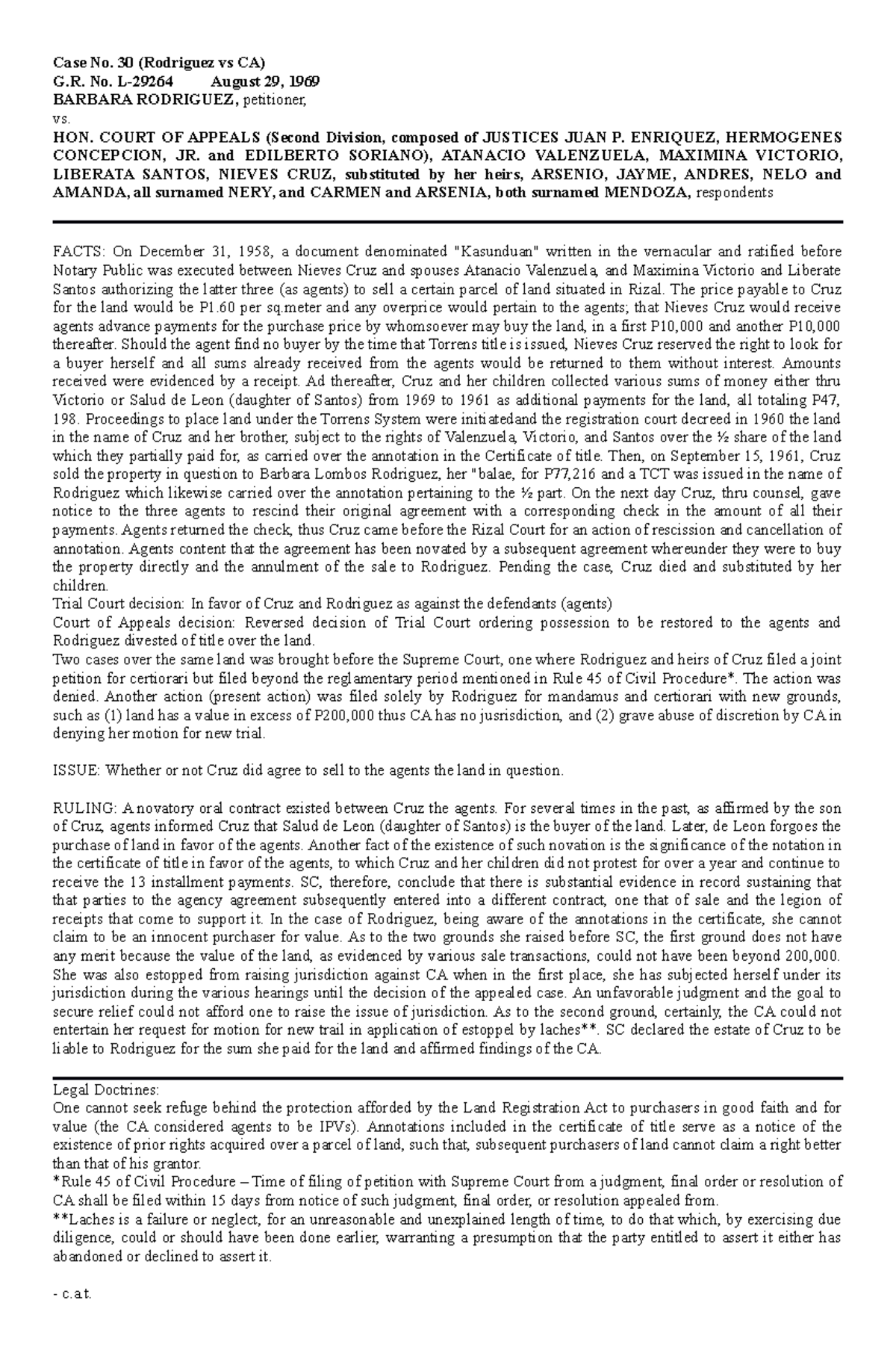 Rodriguez vs CA - Case Digest and Legal Analysis (G.R. No. L-29264 ...