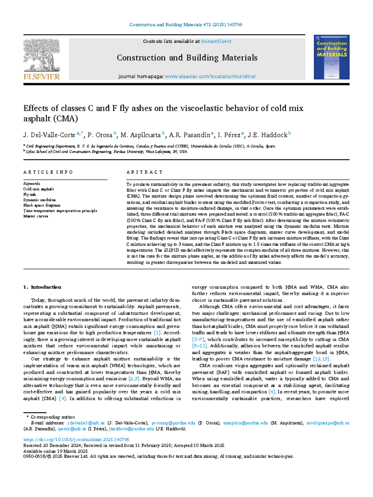 Effects of Class C and F Fly Ash on Cold Mix Asphalt Performance (CIV ...
