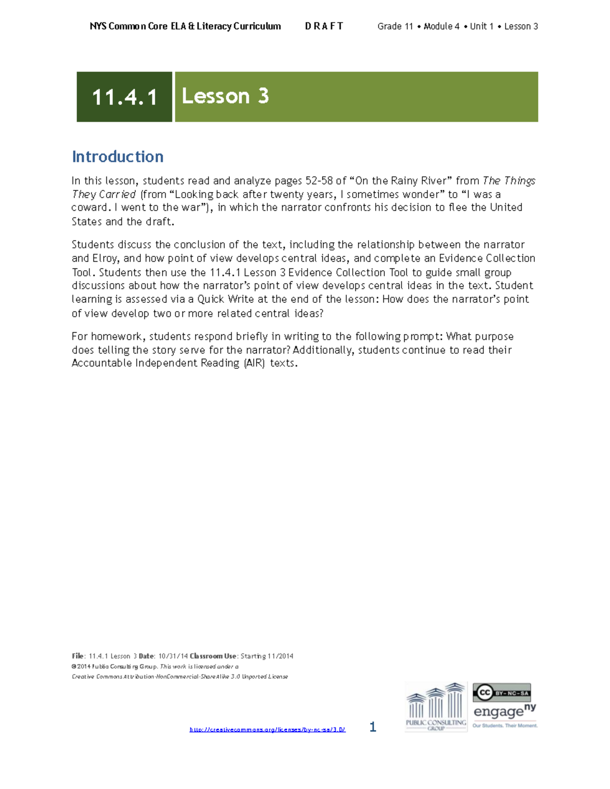 NYS Common Core ELA Grade 11 Module 4 Unit 1 Lesson 3: Analyzing Point ...