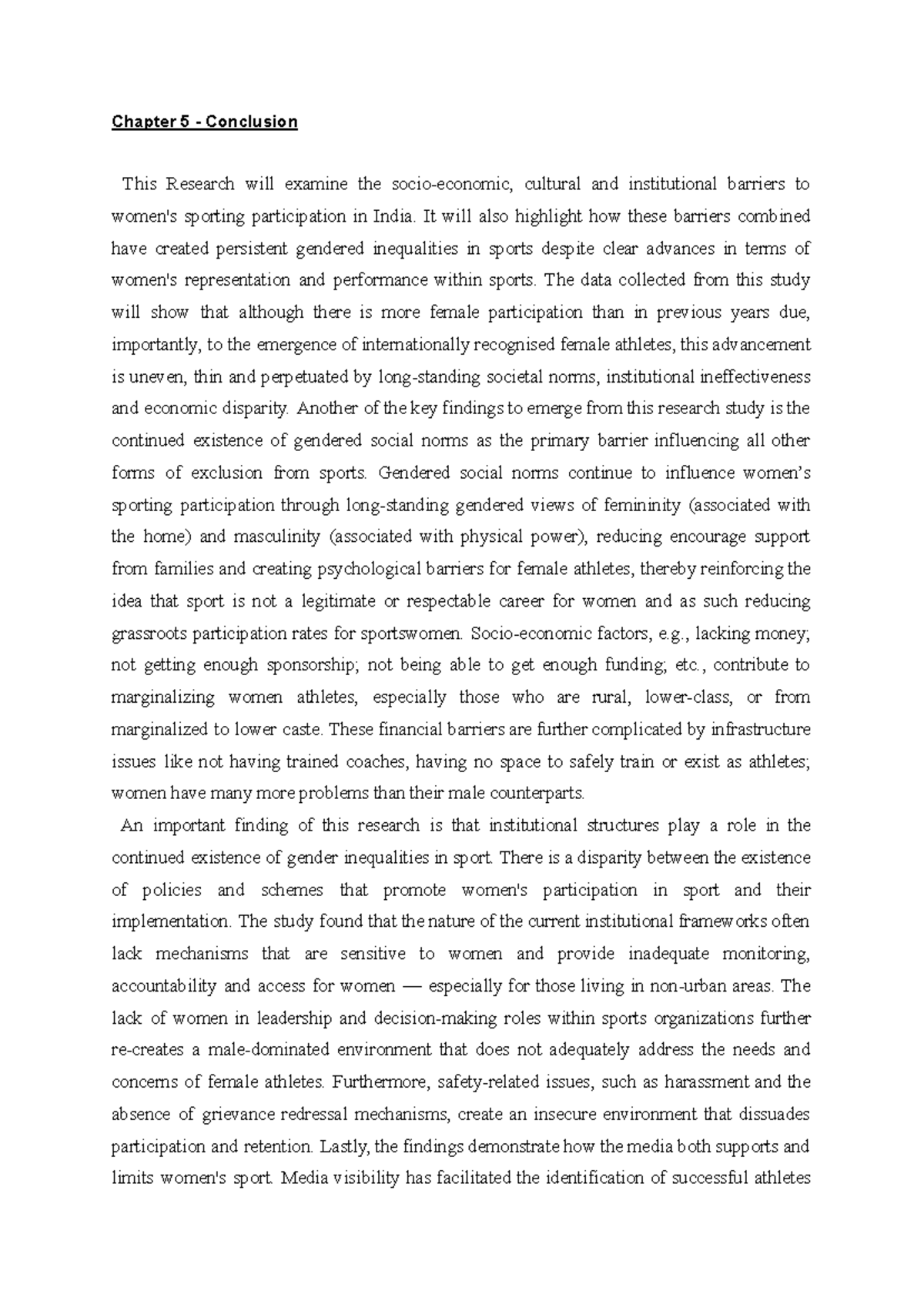 Cultural Barriers to Women's Sports Participation in India: A Study ...