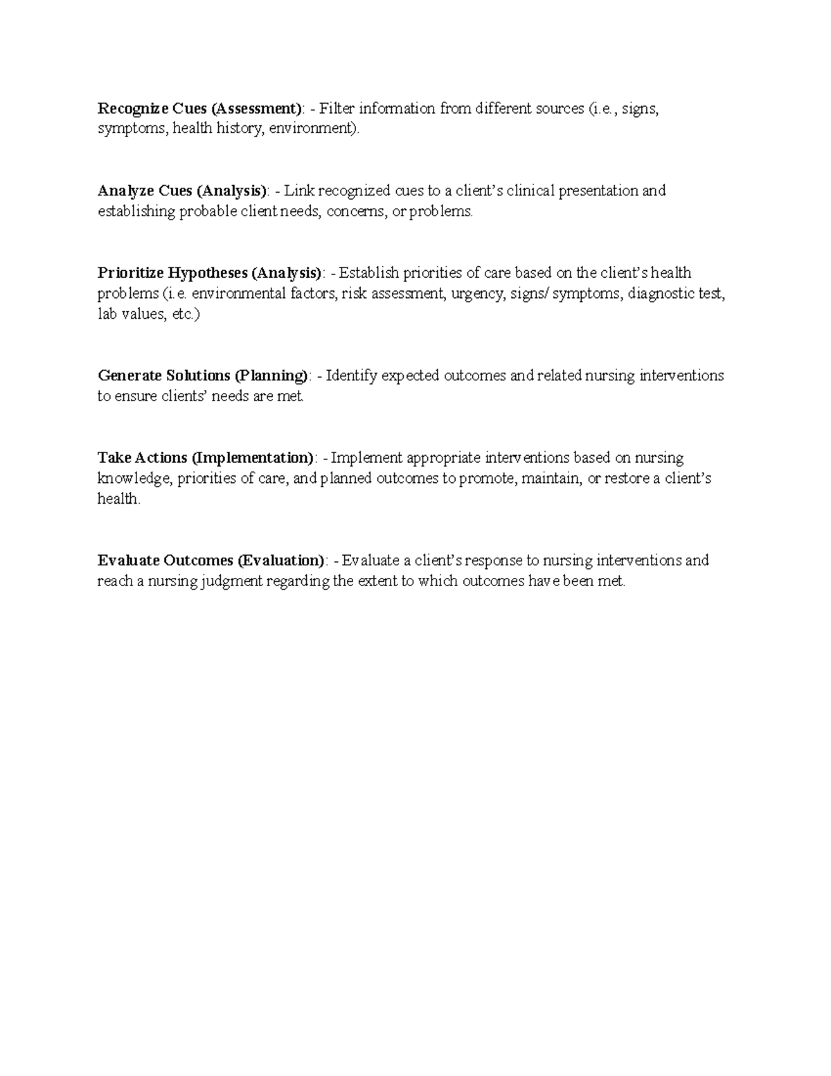 ADPIE Nursing Process: 6 Essential Concepts Explained - Studocu