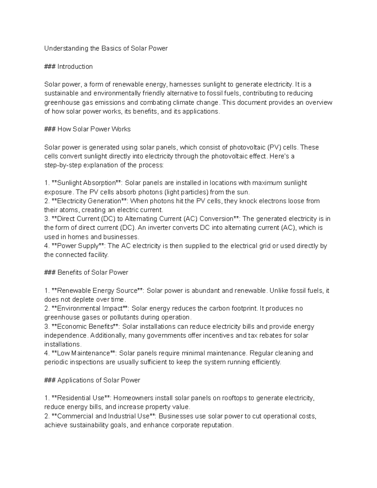 Jsbs - Understanding Solar Power Basics: Benefits & Applications - Studocu
