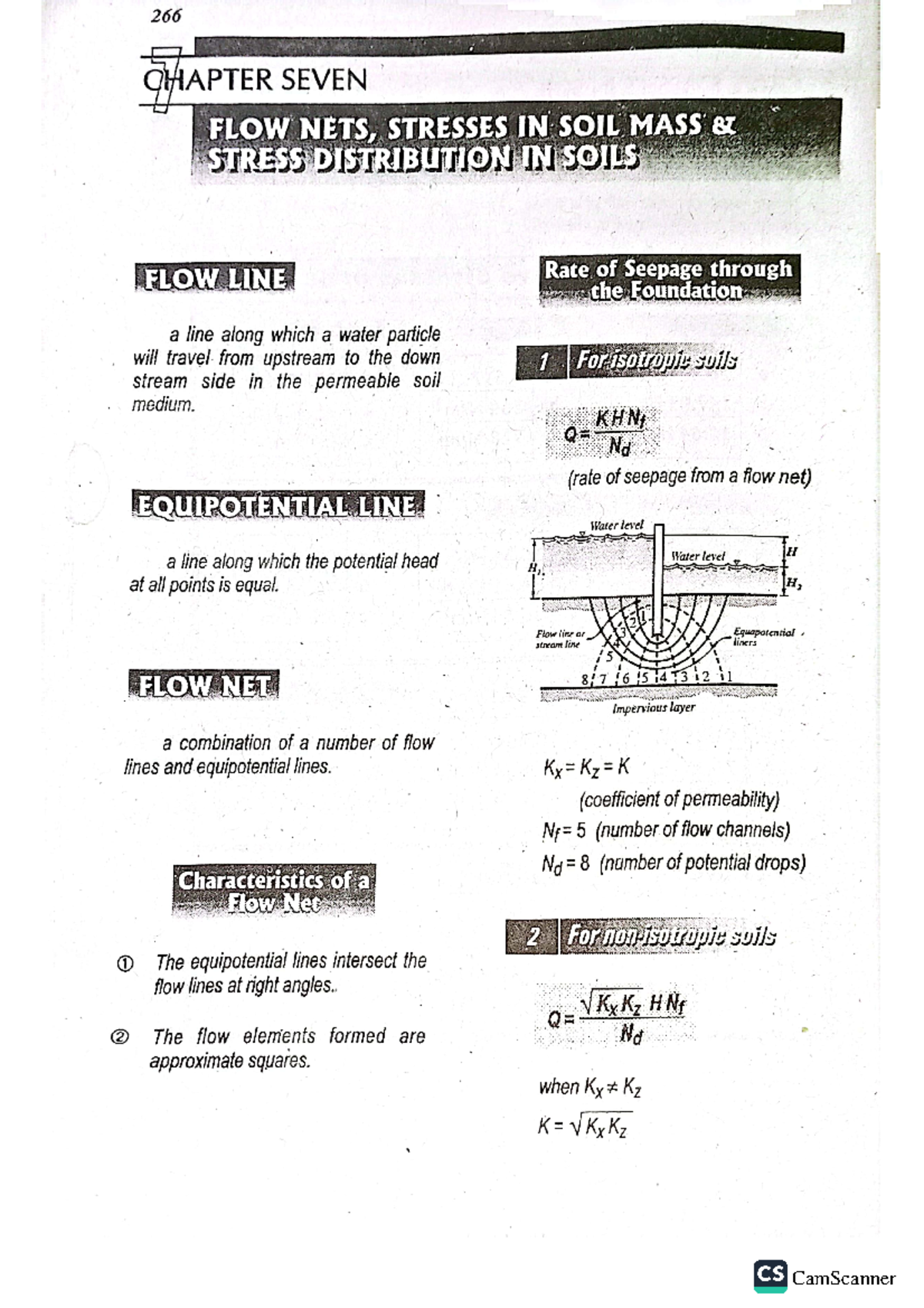Geotech 266 CH7: Flow Nets and Seepage Calculations - Studocu