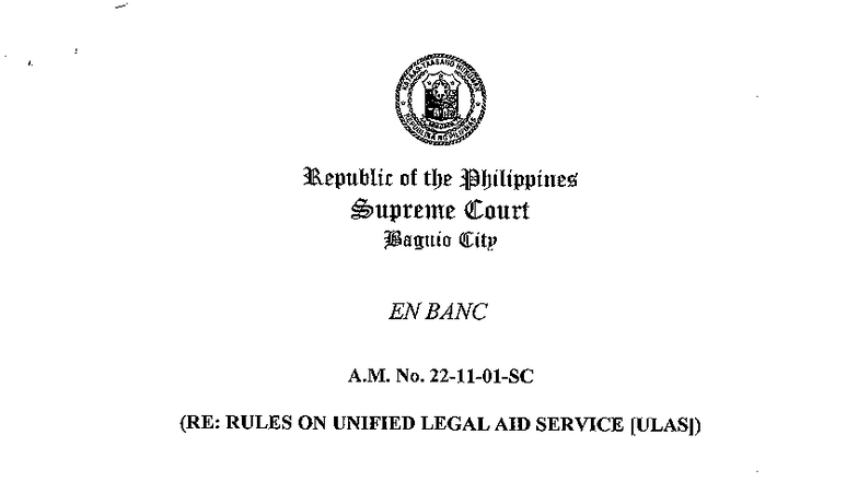 Manual on the Rules of Unified Legal Aid Service (ULAS) - A.M. No. 2025 - Studocu