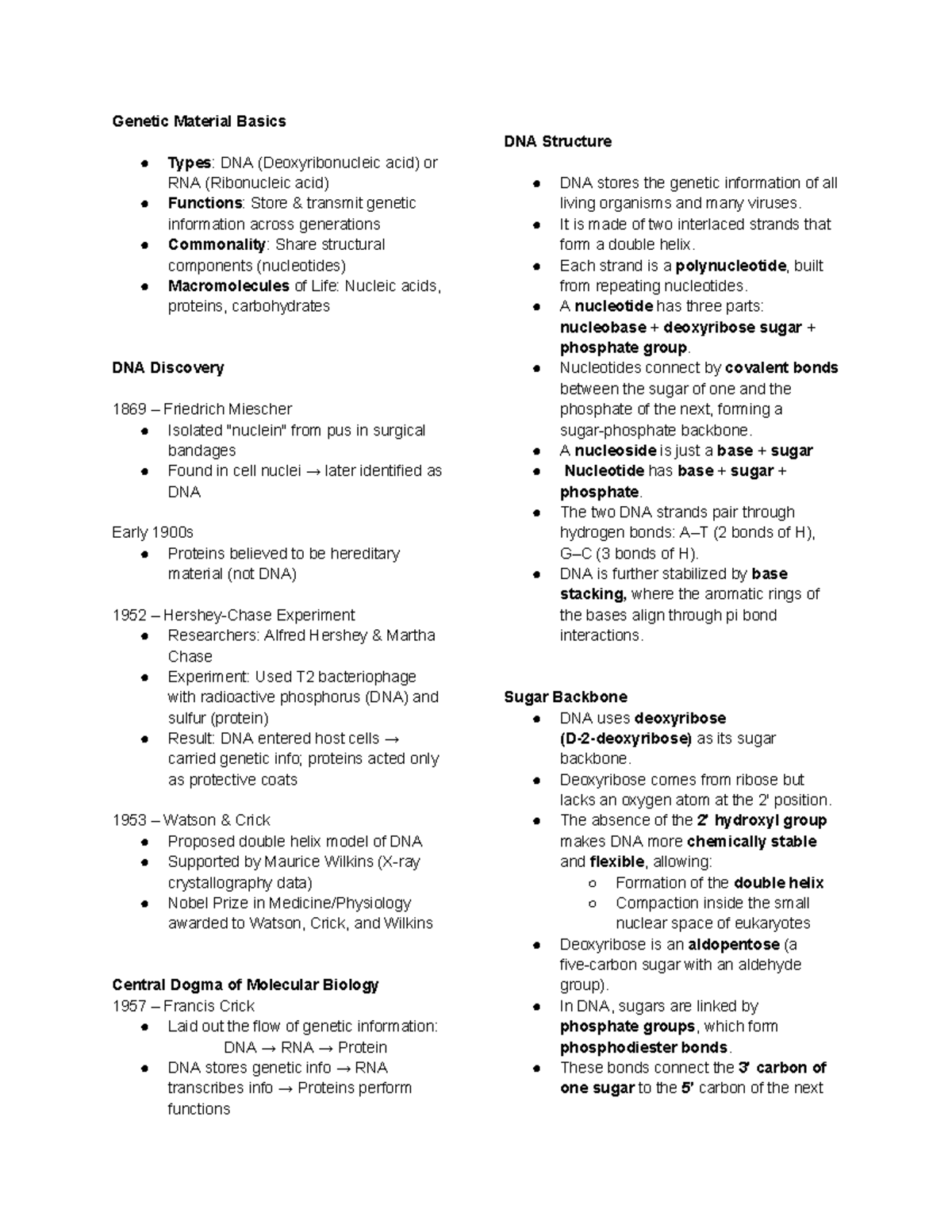 Chapter 4 - The Genetic Material: DNA & RNA Structures and Functions ...