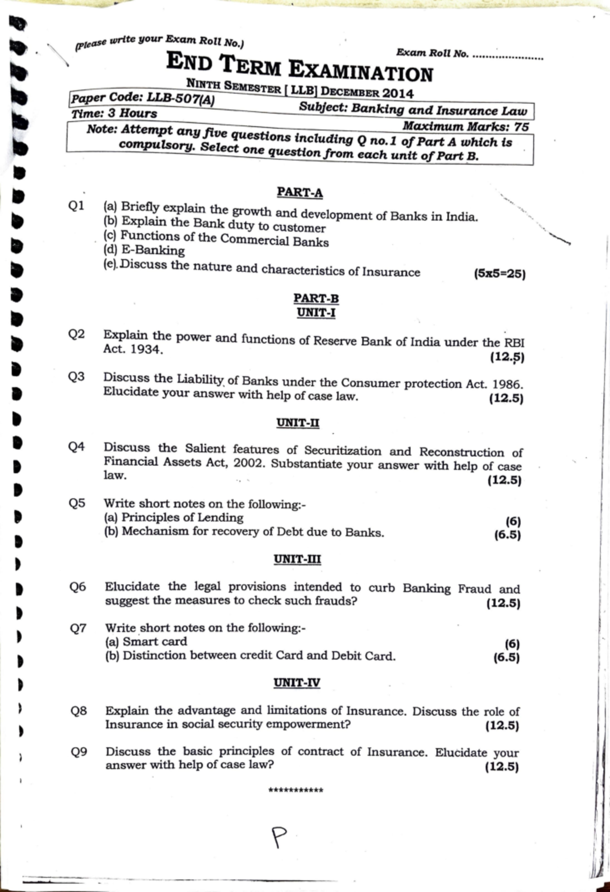 Final Exam Essays: Banking & Insurance Law LLB-507A, LLB-409A - Studocu