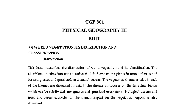 Chapter 9-CGP 301- Physical Geography 3 FULL Module Notes - CGP 301 ...