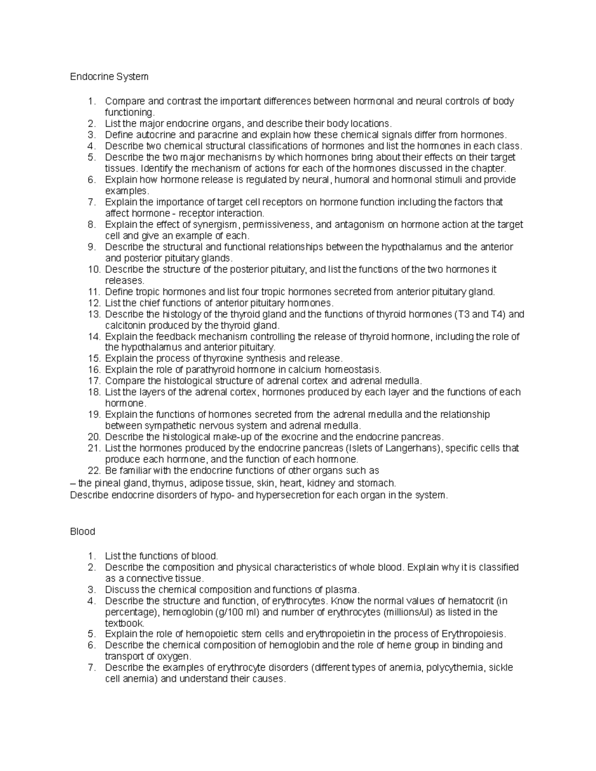 Digestive, Urinary, and Endocrine System Overview (BIO 101) - Studocu