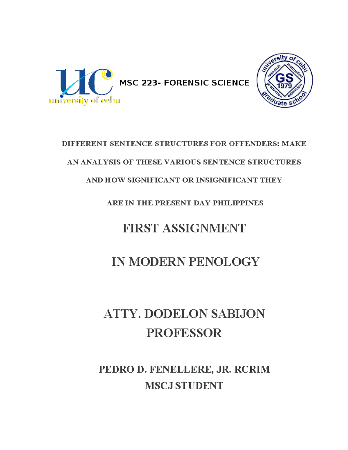 Different Sentence Structures FOR Offenders - MSC 223- FORENSIC SCIENCE ...