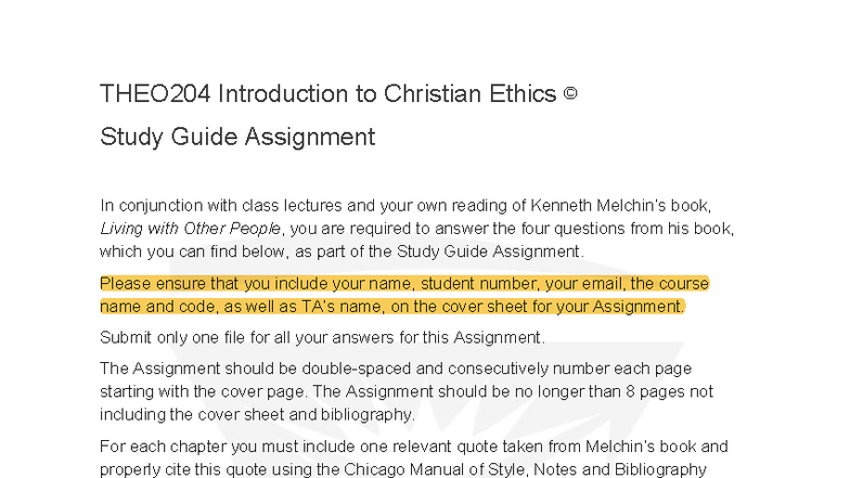 THEO204 Study Guide: Christian Ethics & Moral Questioning - Studocu