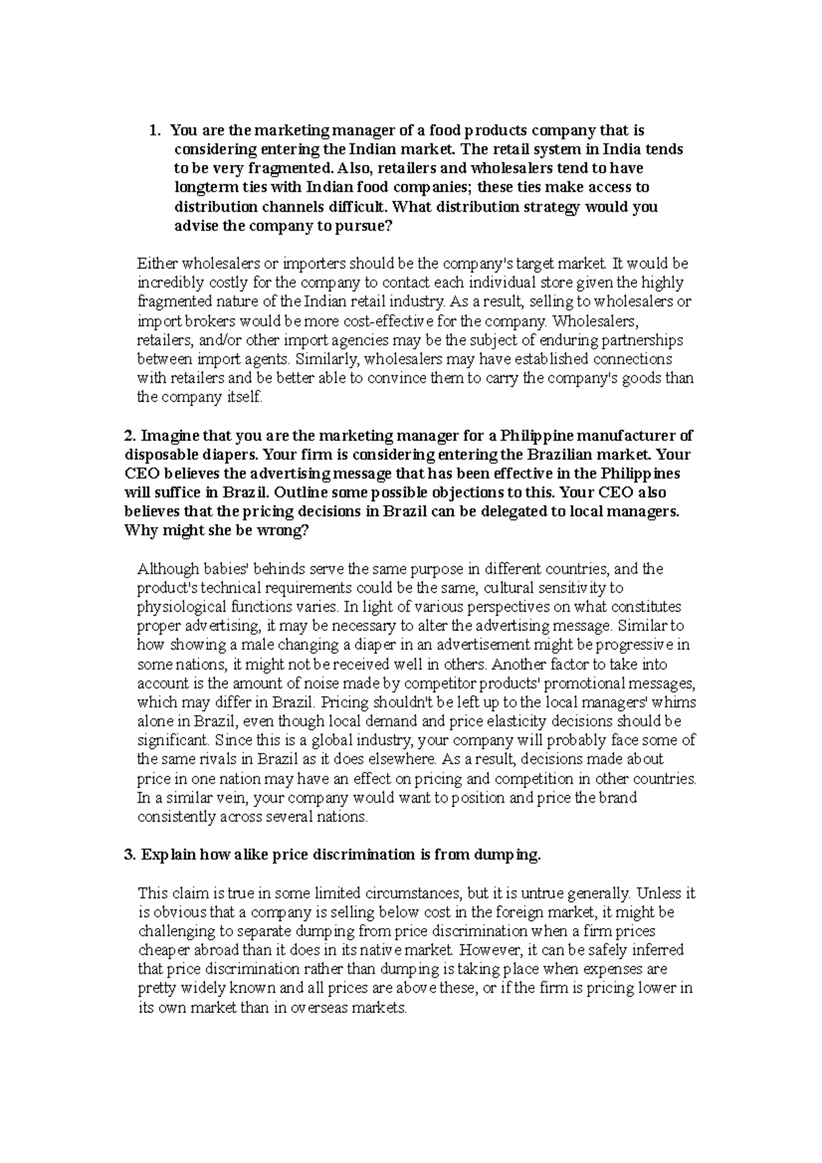 13 QUIZ 1 - Global Marketing Quiz Insights and Strategies - Studocu