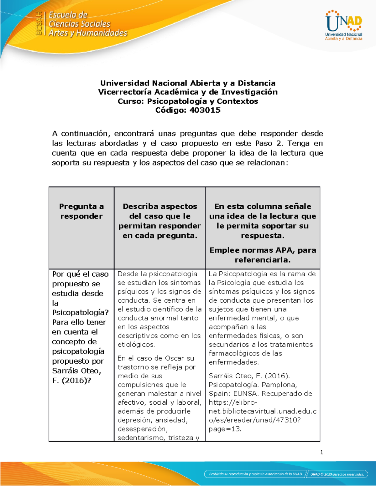 Anexo 1 - Matriz Estudio de Caso -Paso 2 - psicopatologia - UNAD - Studocu