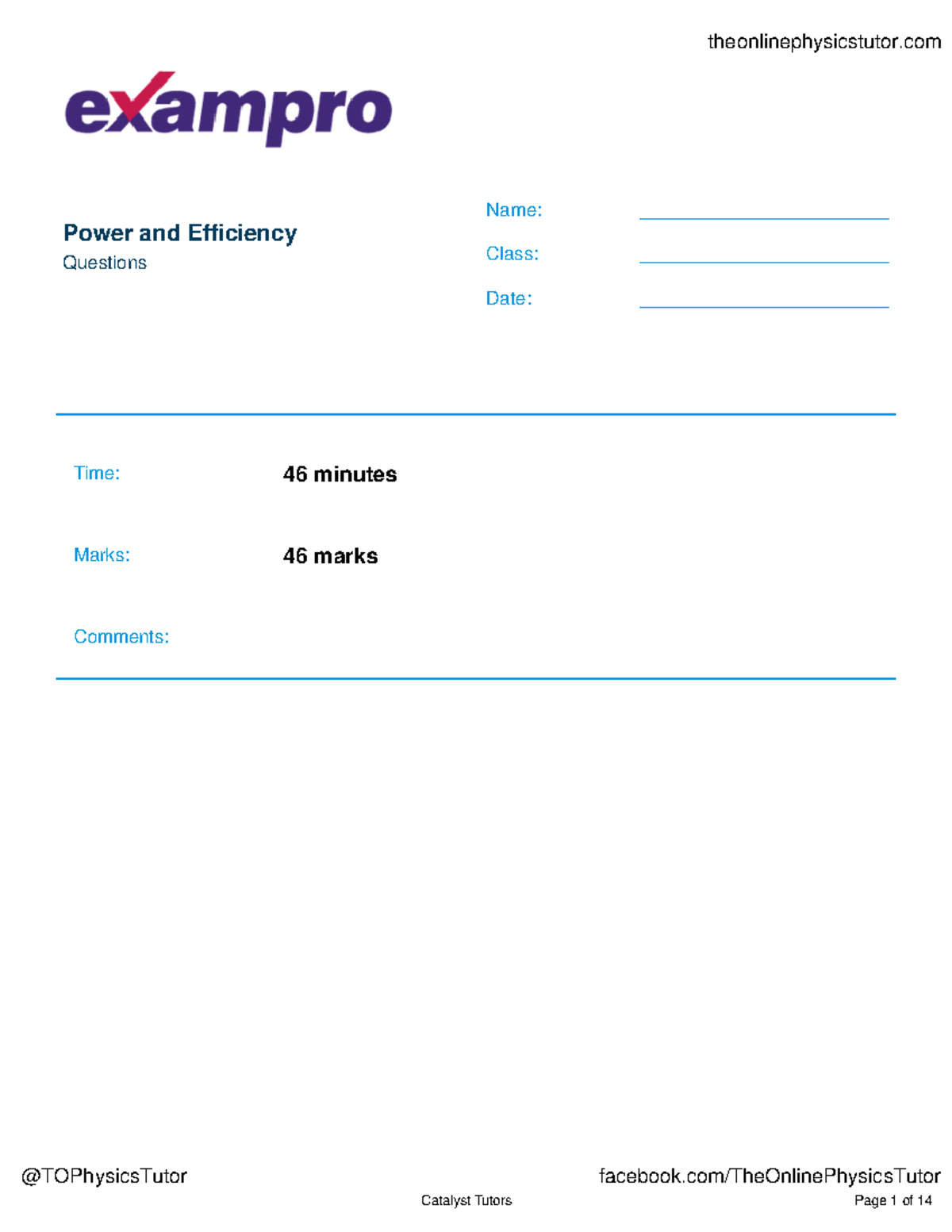 GCSE AQA Power and Efficiency Question Paper (QP) with Solutions - Studocu