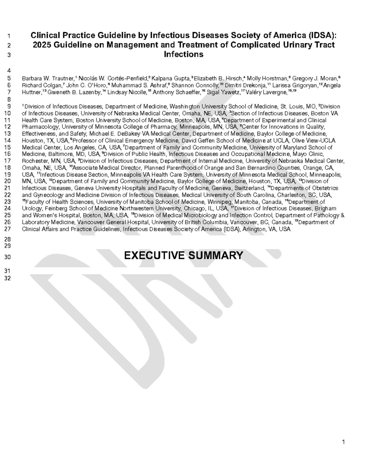 IDSA 2025 Clinical Practice Guideline: Managing Complicated UTIs - Studocu