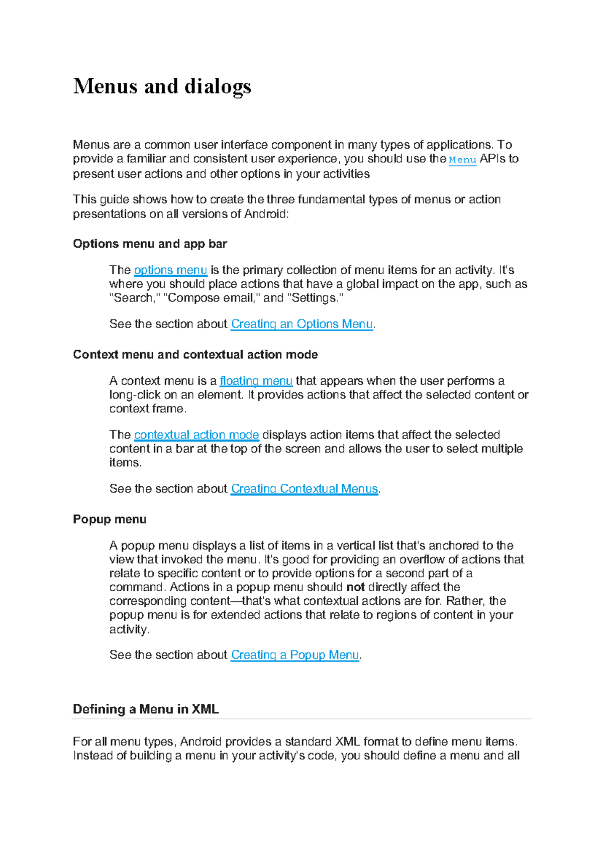 Topic 5: Menus and Dialogs in Android Development - Studocu