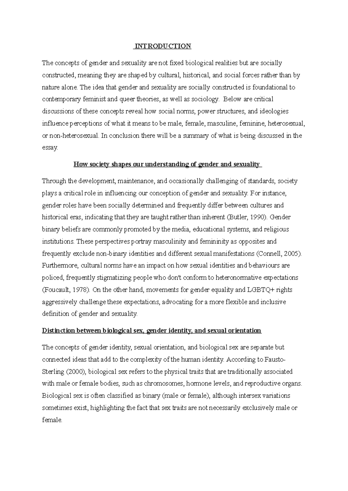 Socy 101: Gender and Sexuality as Social Constructs - Essay Notes - Studocu