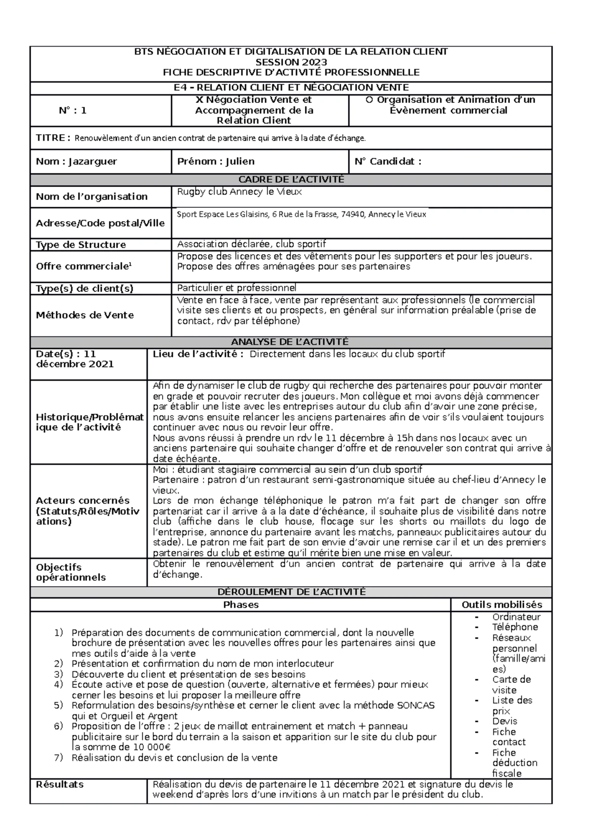 BTS NDRC - Fiche E4 Négo-vente - DOCUMENT DE TRAVAIL BTS NDRC ÉPREUVE E4 – RELATION CLIENT ET ...