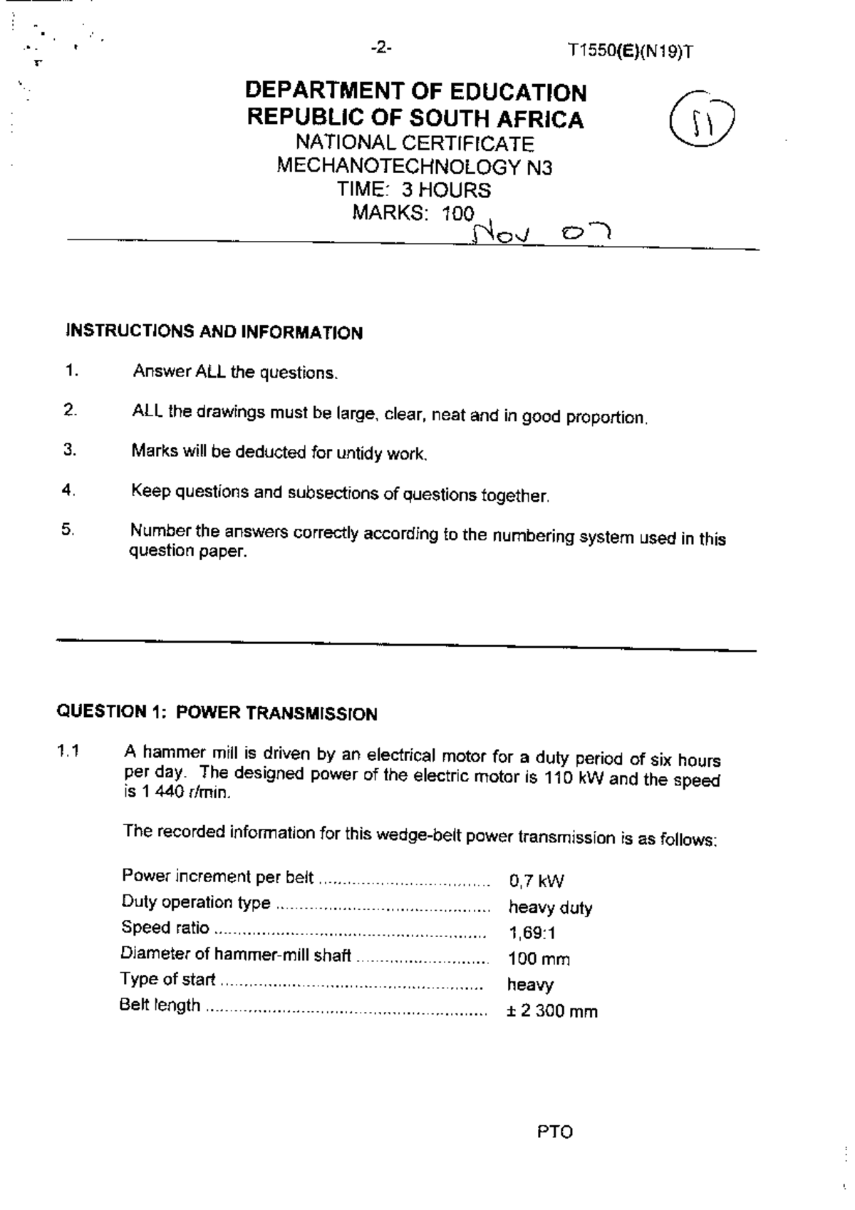 ES N3 Mechanotechnology Final Exam Guide - November 07 - Studocu