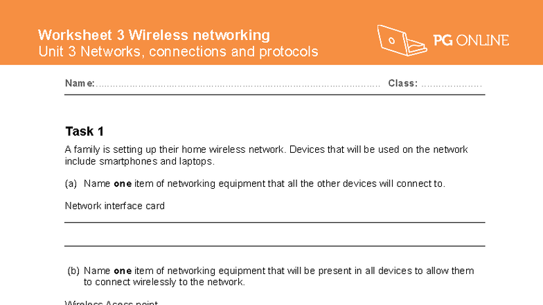 T3 Worksheet 3 - Wireless Networking: Networks & Protocols Practice ...