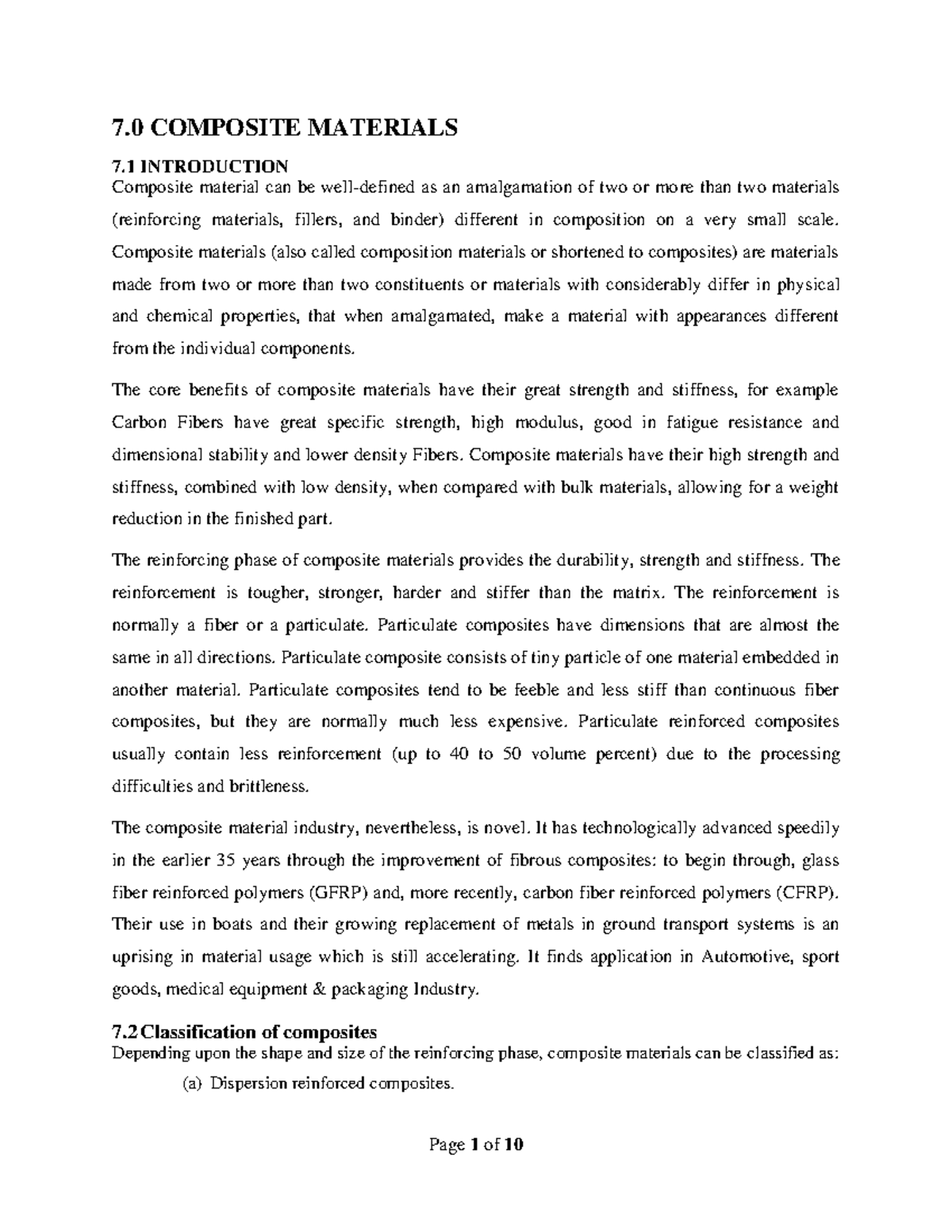 Lesson 7: Composites - Lecture Notes on Material Science in ME - Studocu
