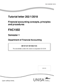 fac1502 - Unisa - financial accounting - Studocu