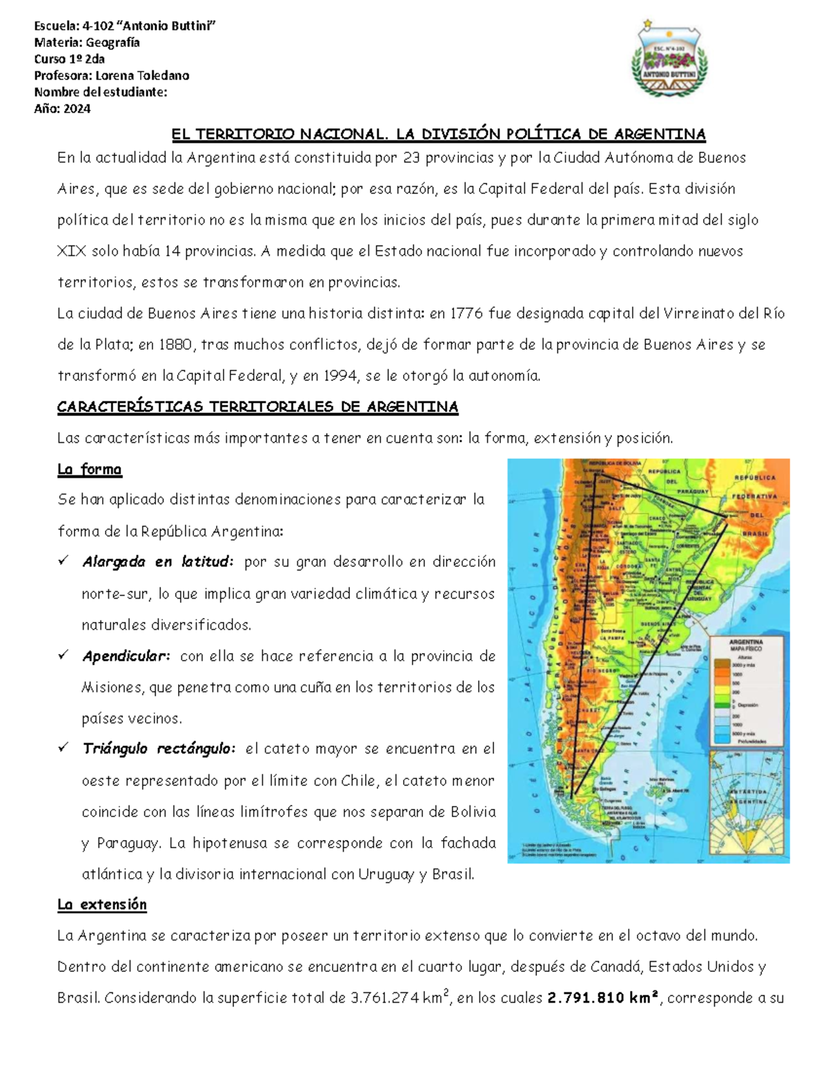 Geografía 1º 2da: El Territorio Nacional y División Política de ...