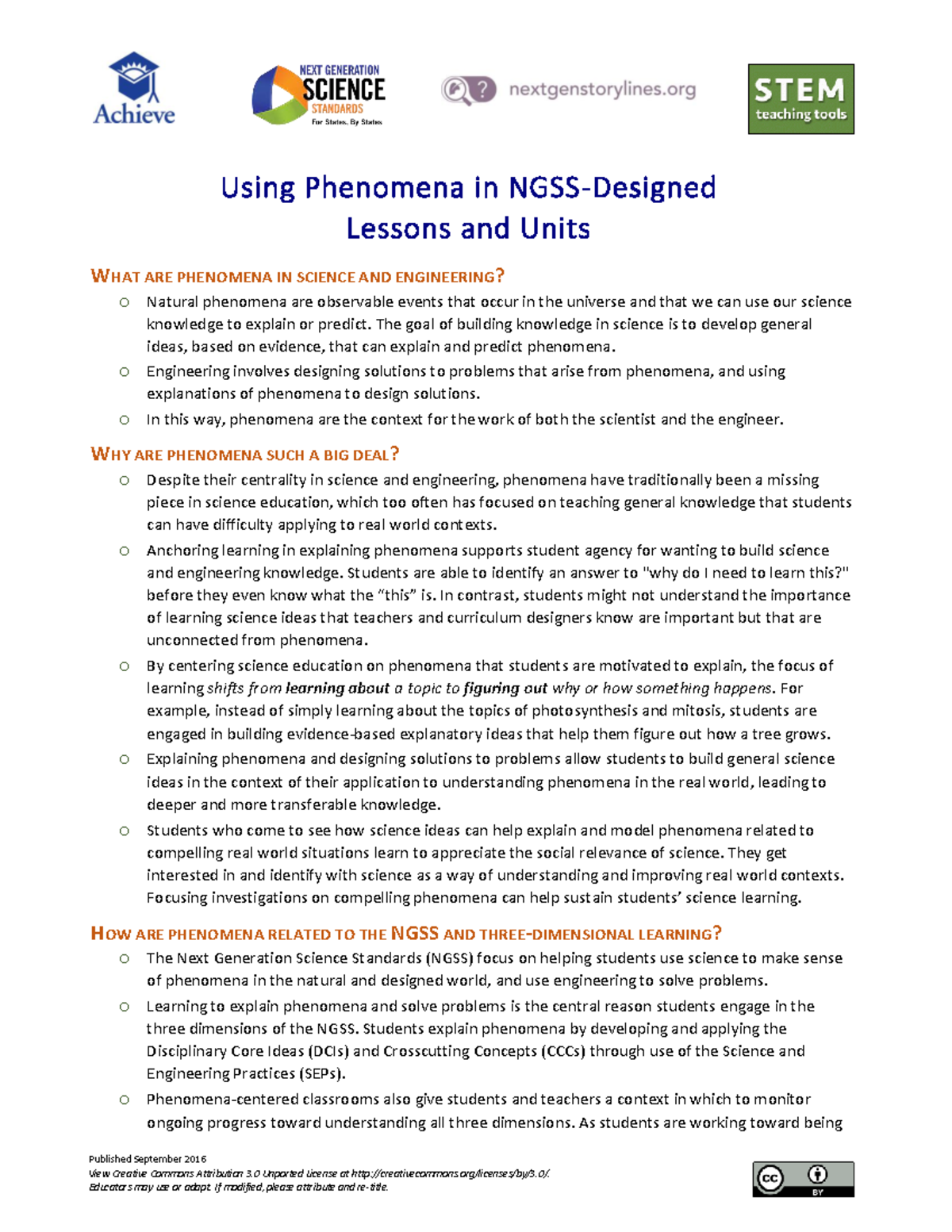 Using Phenomena in NGSS Science & Engineering Lessons: A Guide - Studocu