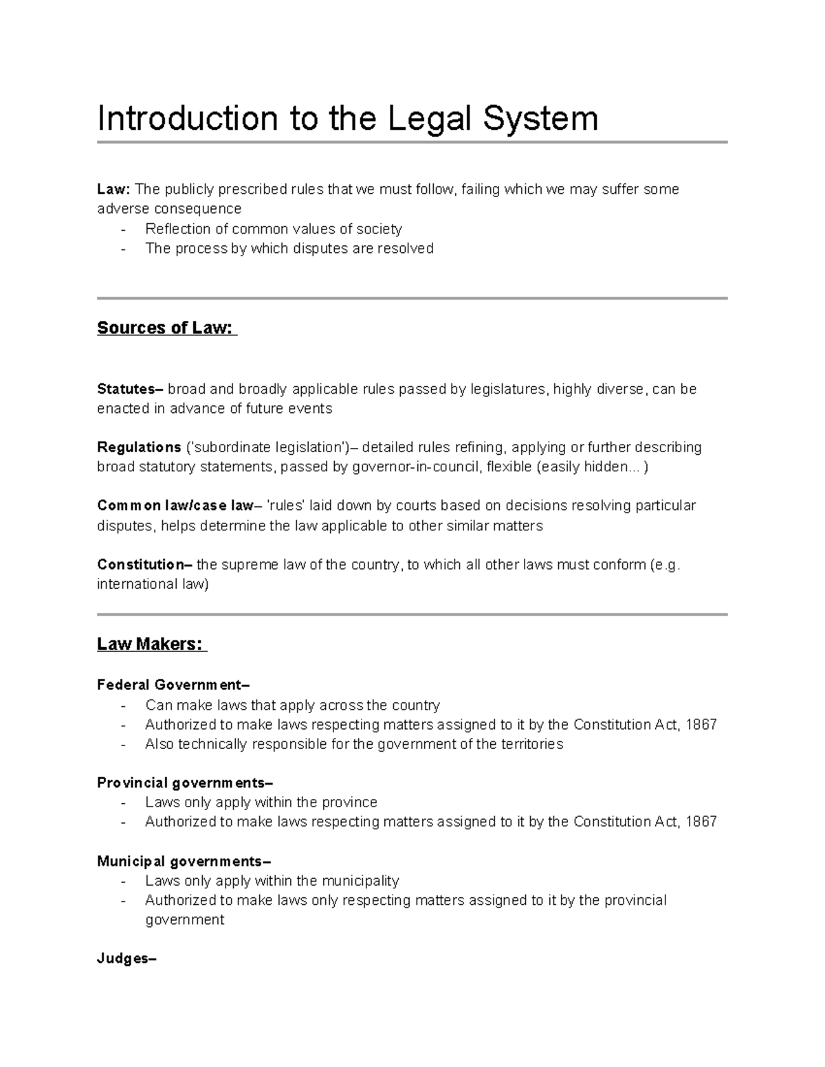 Week 1; Introduction to the Legal System (Sept,9th,2024) - Introduction ...
