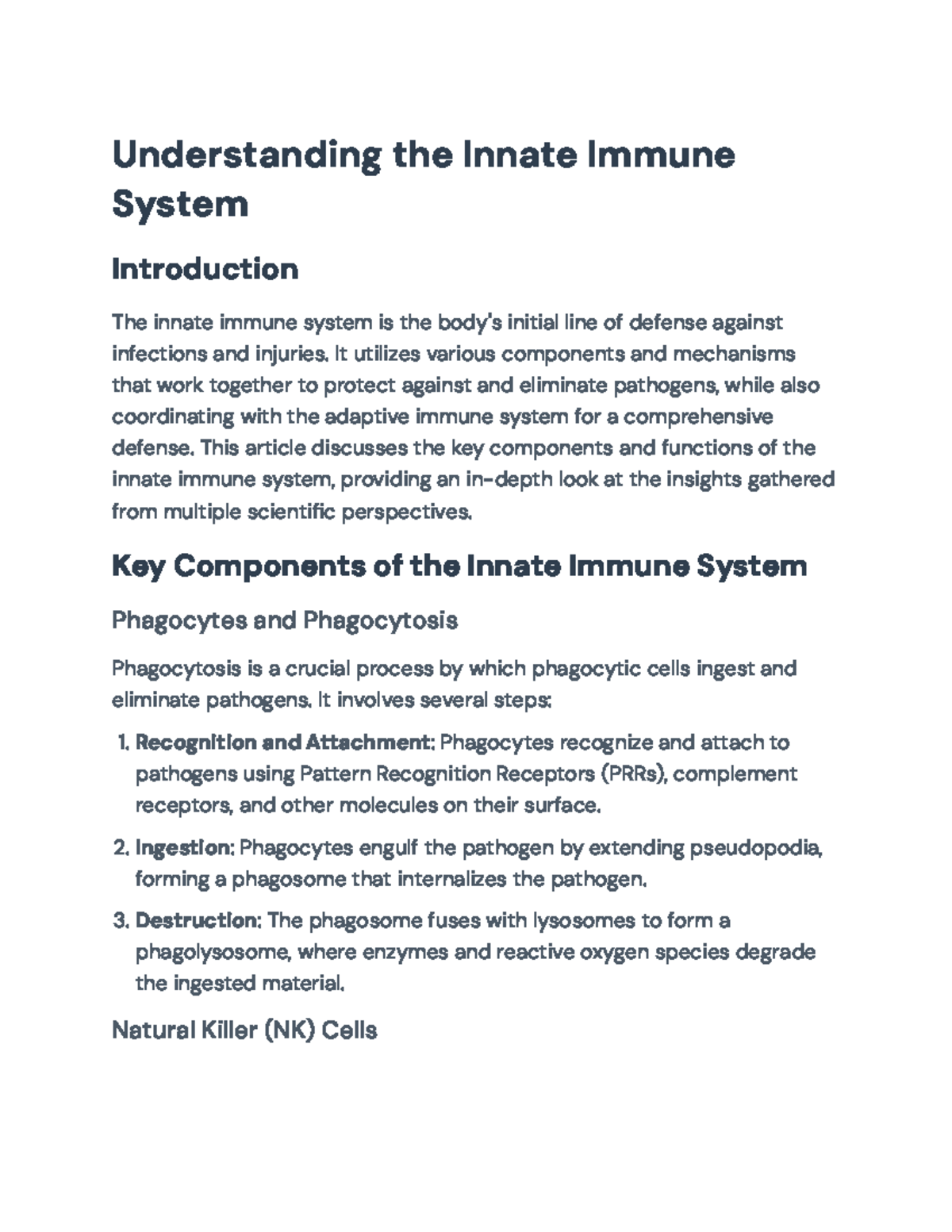 Understanding the Components and Functions of the Innate Immune System ...