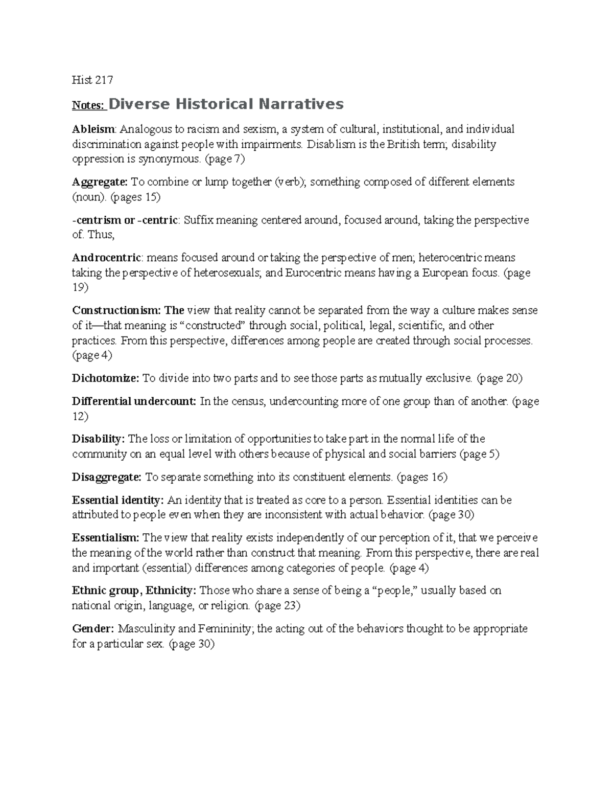 Hist 217 week 2 notes - Hist 217 Notes: Diverse Historical Narratives ...