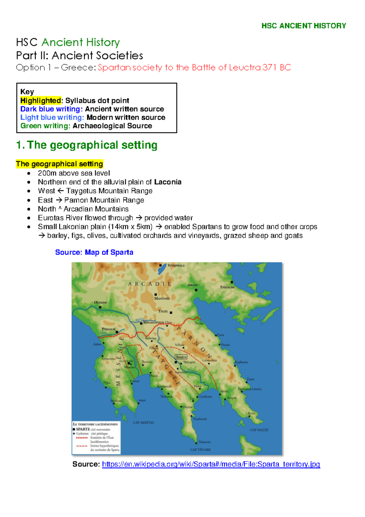 HSC Ancient History (Option 1) Revision Notes: Spartan Society Overview ...