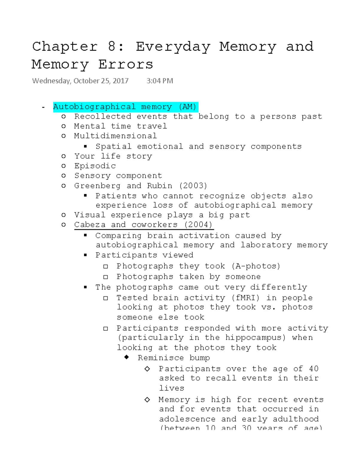 Chapter 8: Everyday Memory & Errors - Insights & Key Findings - Studocu