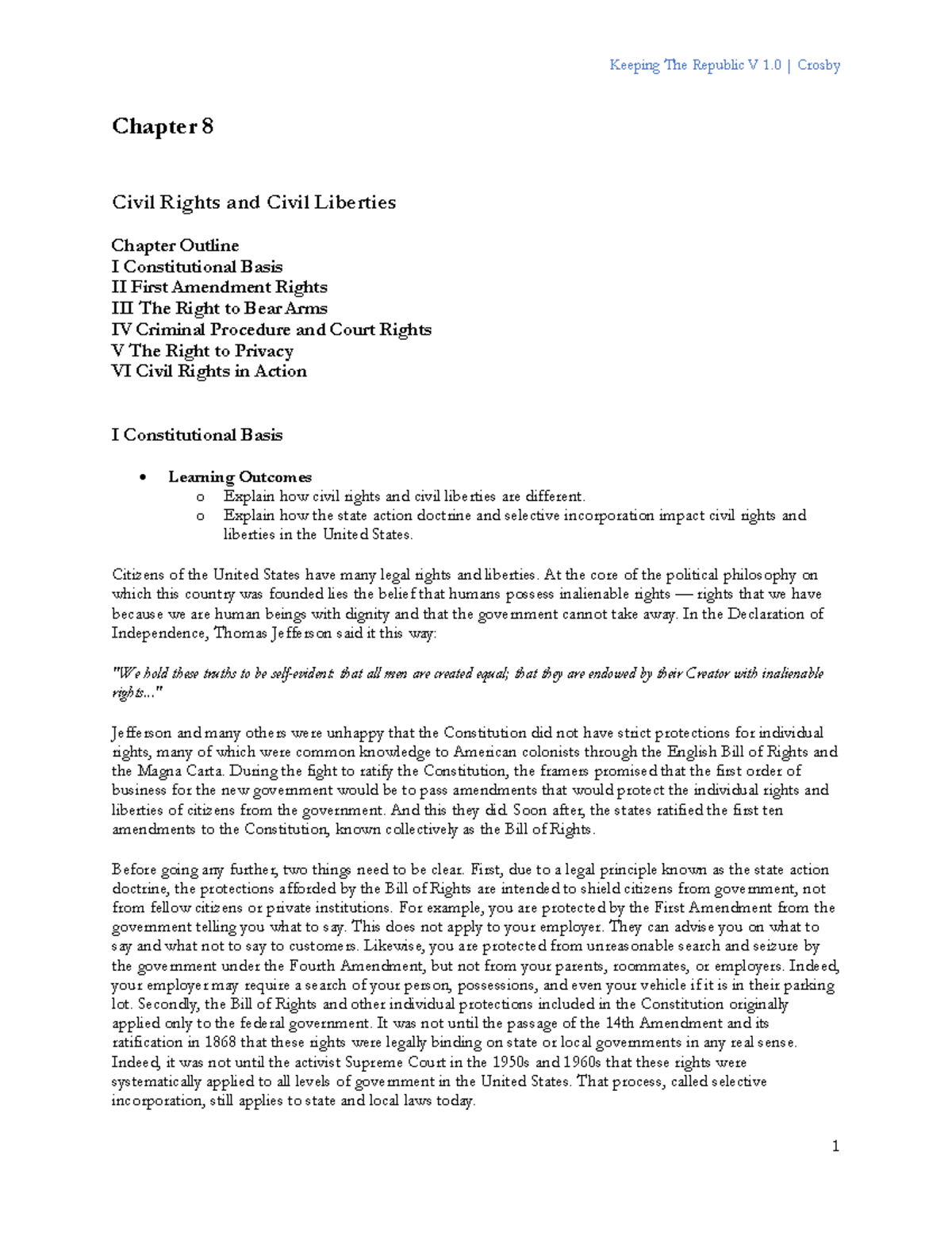 Civil rights and liberties: Examining key constitutional principles and ...